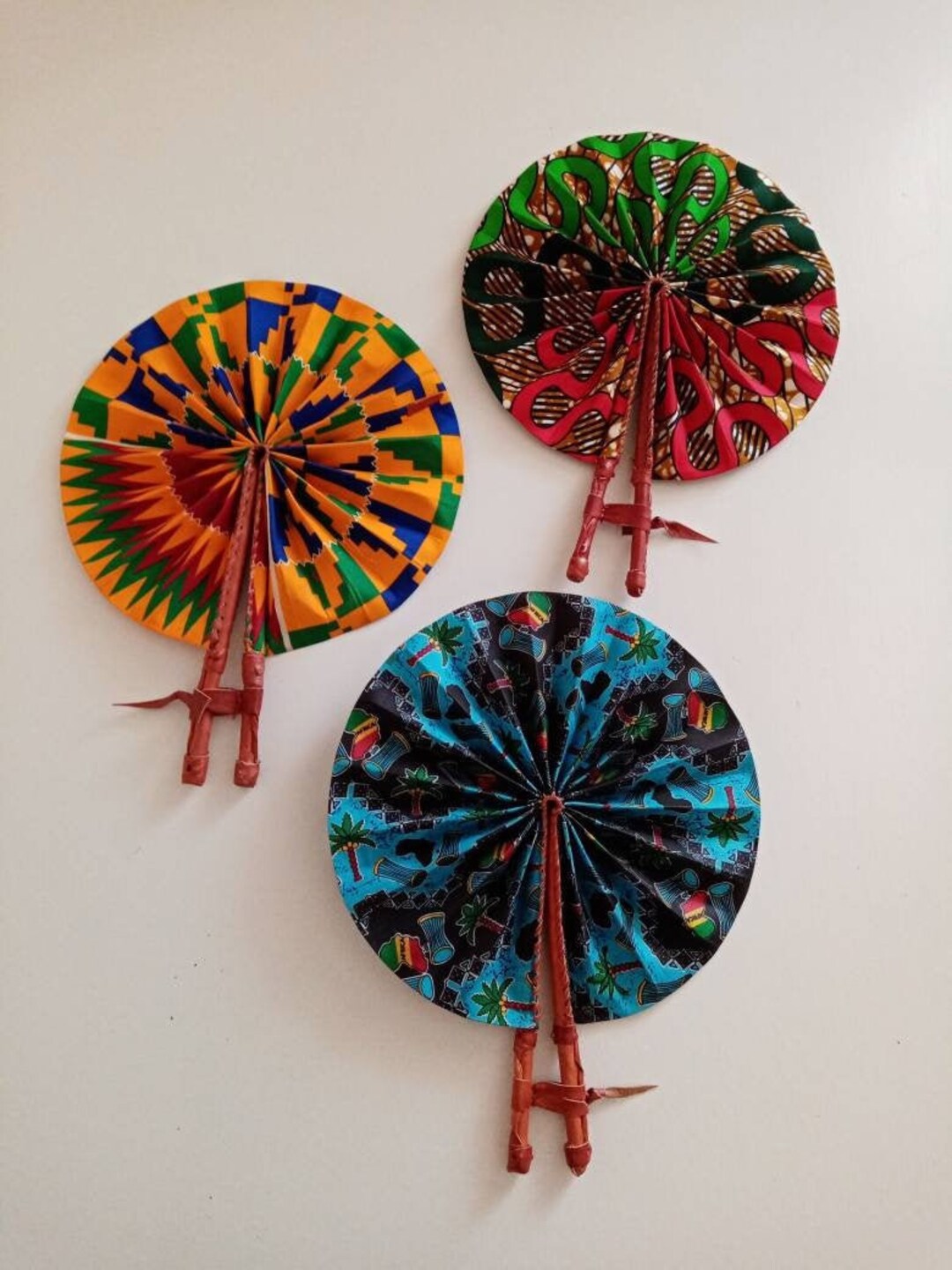 ON SALE African Print Hand Fan , Kente Wicker Fan, African Wall Decor ...