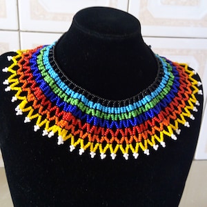 ON SALE African Bib Jewelry, African Beaded Necklace, Maasai Beaded ...