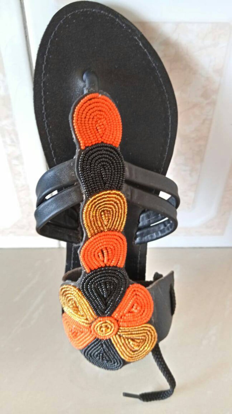 ON SALE African Beaded Sandals Maasai Sandals Leather | Etsy