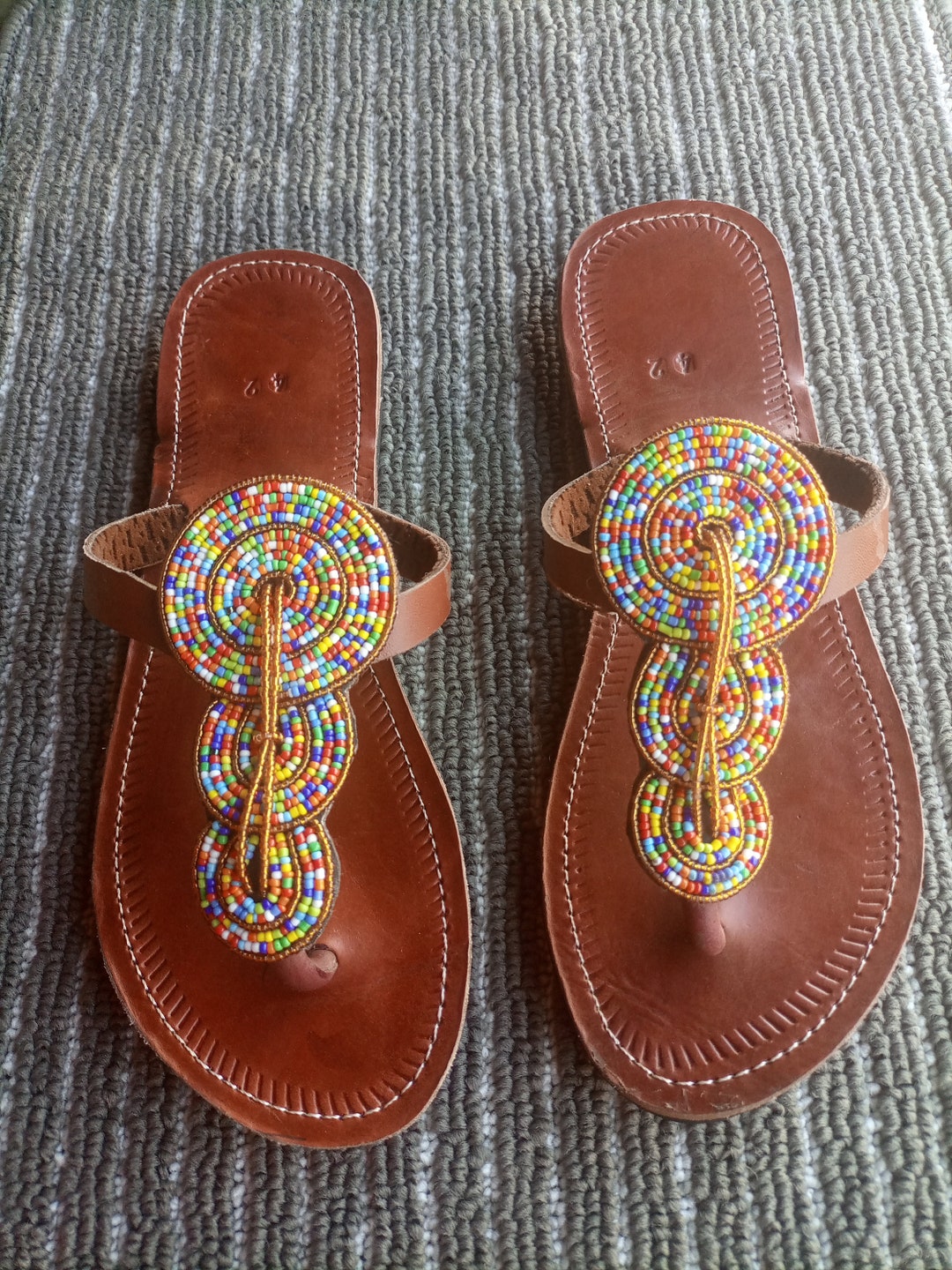 African Women Sandals, African Shoes, Beaded Sandals, Handmade Sandals ...