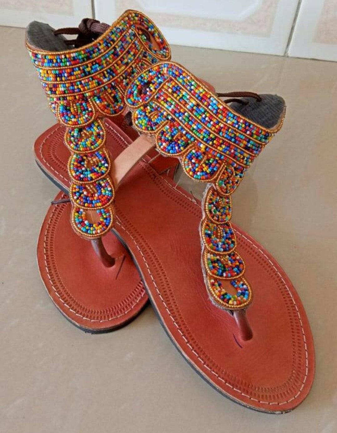 African Sandals, Beaded Sandals, Leather Sandals, Handmade Sandals ...