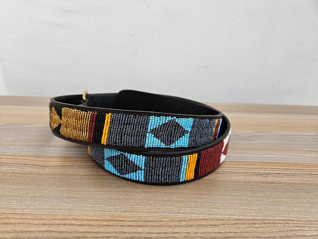 African Beaded Belt, Handmade, Belt, Masai Leather Belt, Unisex Belt ...