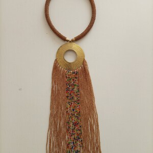 African Gold Fringe Necklace, African Beaded Necklace, African Jewelry ...
