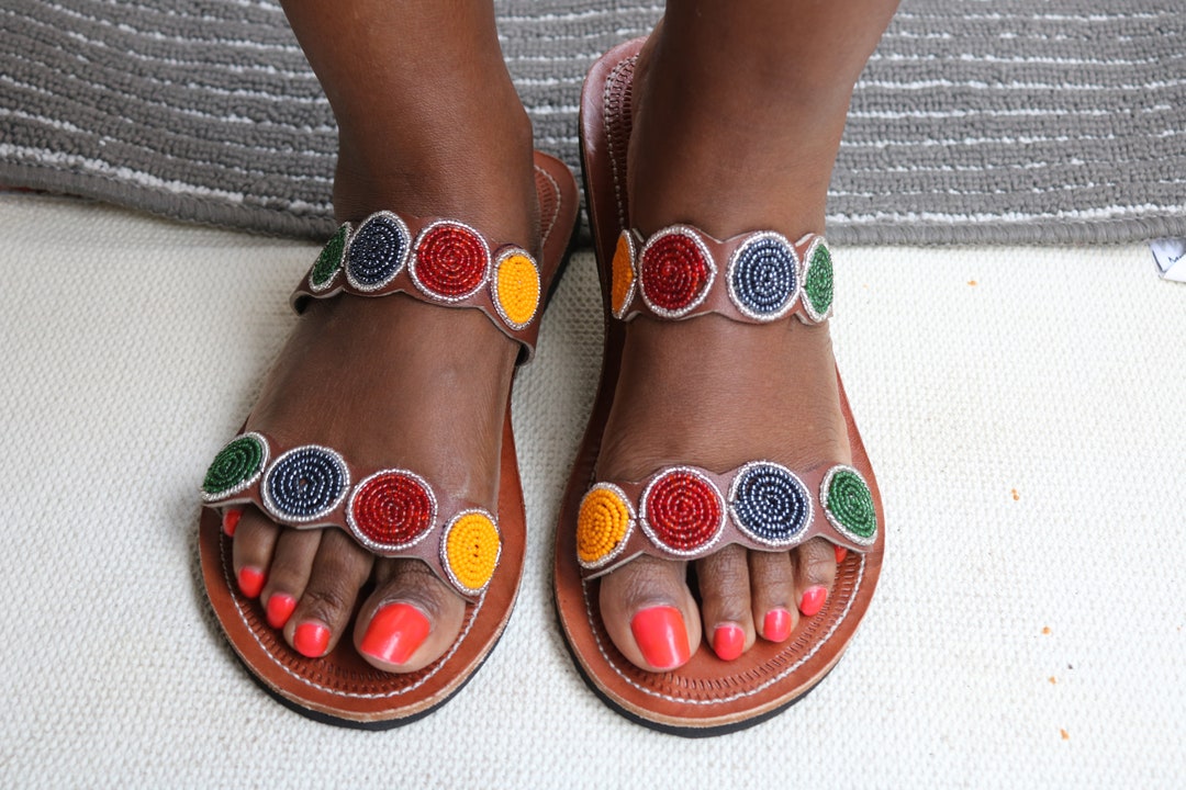 ON SALE Colorful Leather Sandals, Sandals for Women, Bohemian Sandals ...