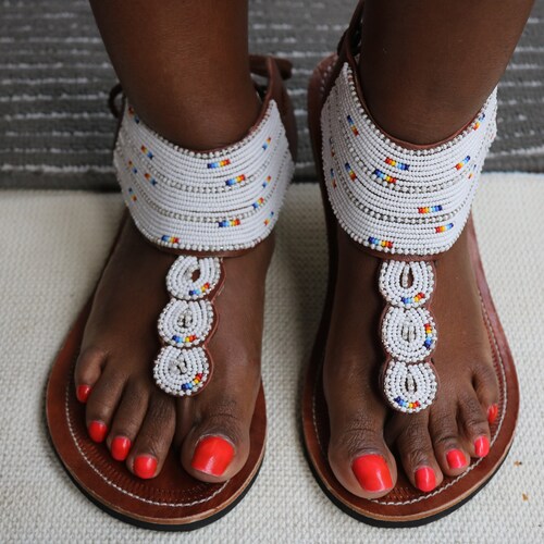 ON SALE African Beaded Sandals Handmade Sandals Masai - Etsy