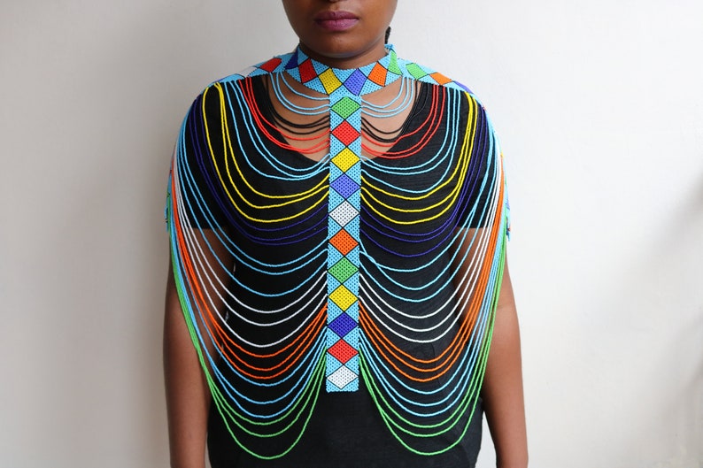 On Sale African Beaded Long Necklace Zulu Necklace Beaded Etsy