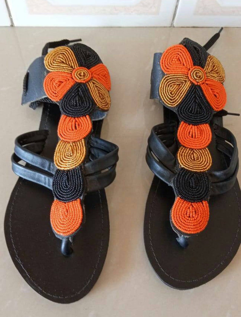 ON SALE African Beaded Sandals Maasai Sandals Leather | Etsy