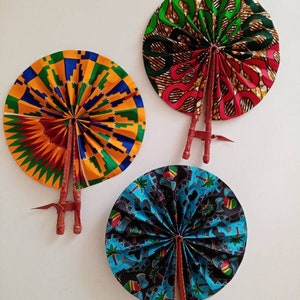 ON SALE African Print Hand Fan , Kente Wicker Fan, African Wall Decor ...