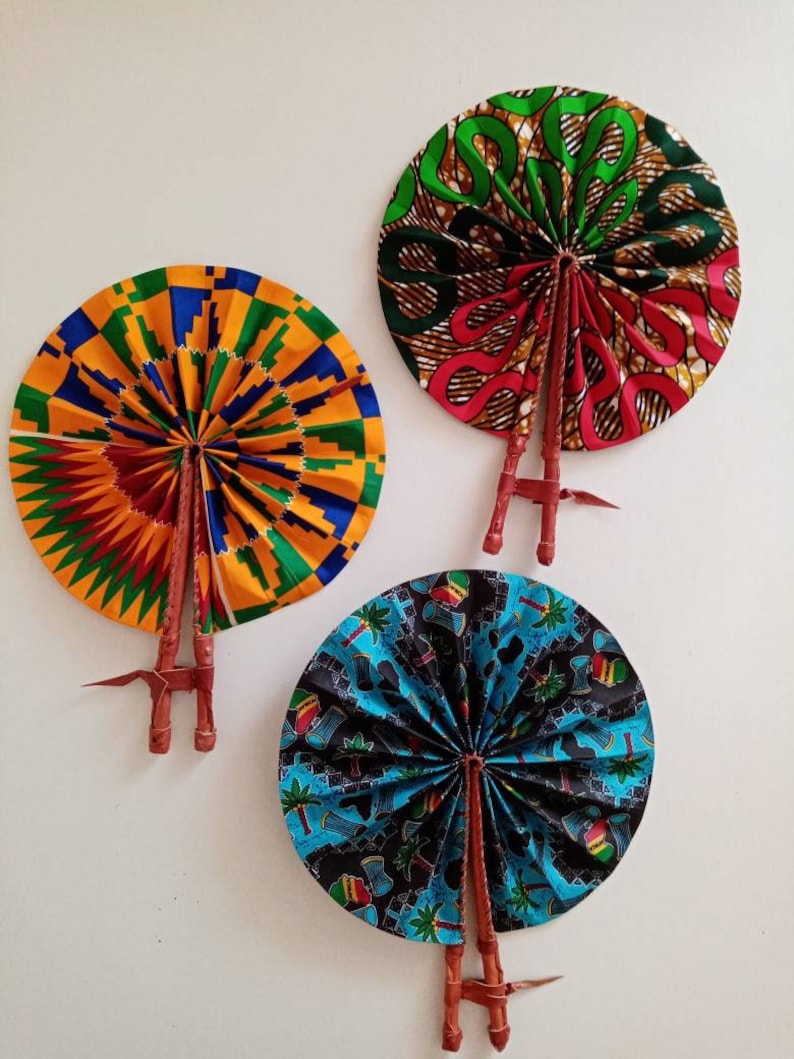 ON SALE African Print Hand Fan Kente Wicker Fan African | Etsy