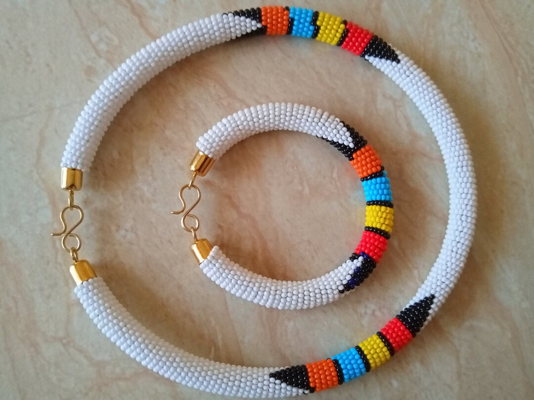 African Beaded Necklace, Handmade Necklace, African Jewelry, Women ...
