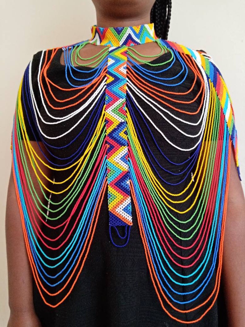 On Sale African Wedding Necklace Zulu Necklace Beaded Shawl Etsy