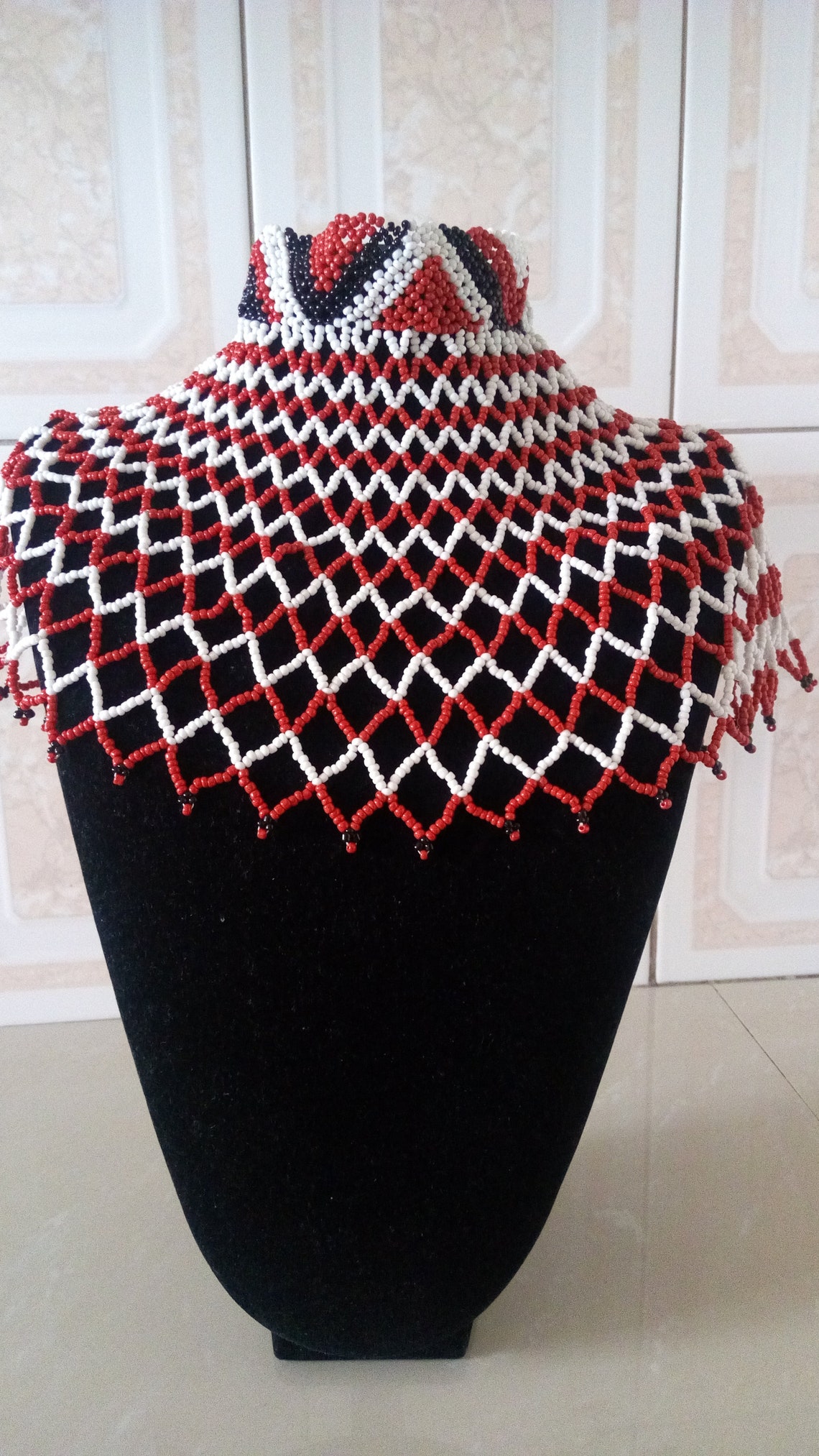 ON SALE African Bib Necklace Dainty Beaded Necklace Women - Etsy