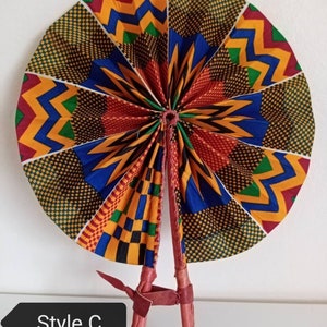 ON SALE Assorted African Print Hand Fan , Wicker Fan, African Wall ...