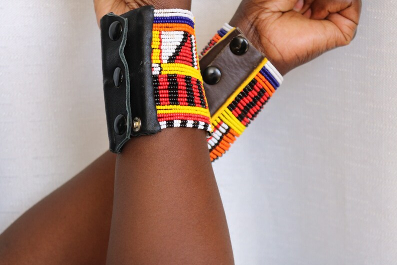 ON SALE A set of 2 African Beaded Handcuff Maasai Bracelet | Etsy