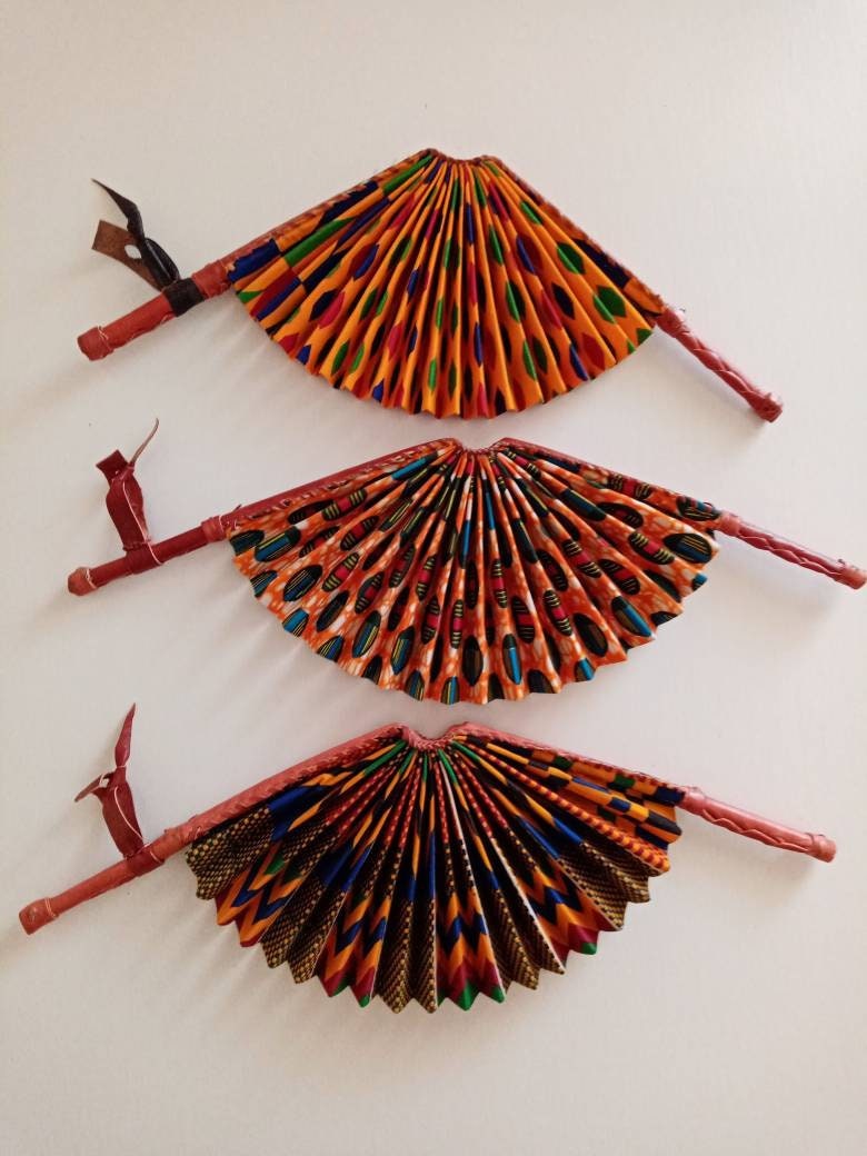ON SALE Assorted African Print Hand Fan Wicker Fan African - Etsy