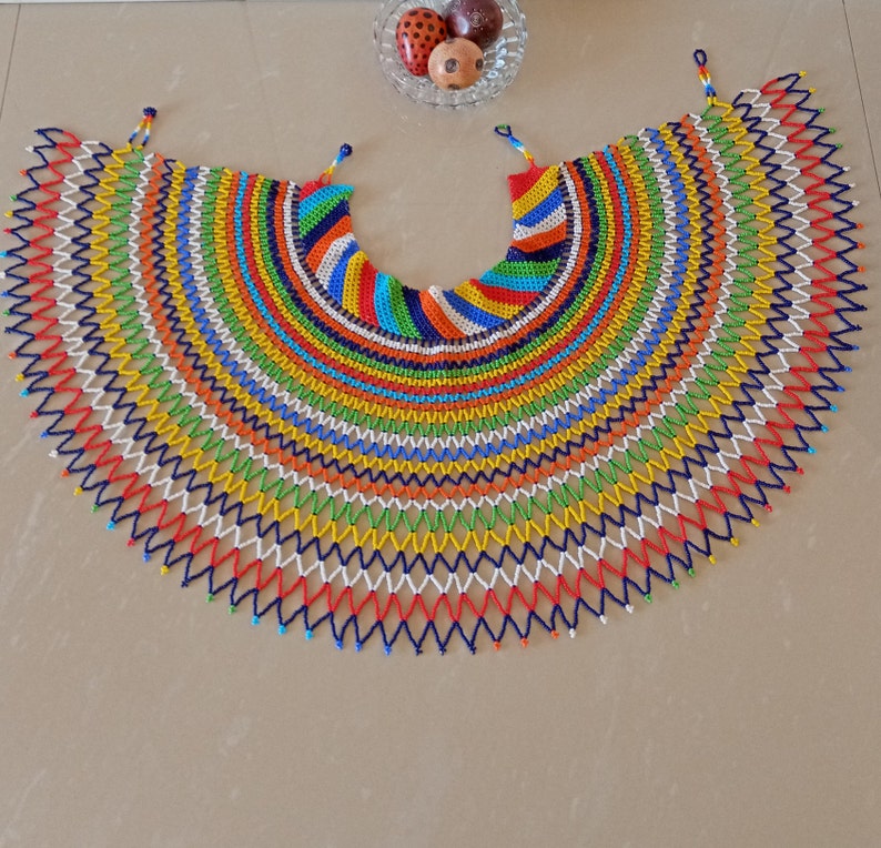 On Sale African Beaded Necklace Zulu Necklace Beaded Shawl Etsy