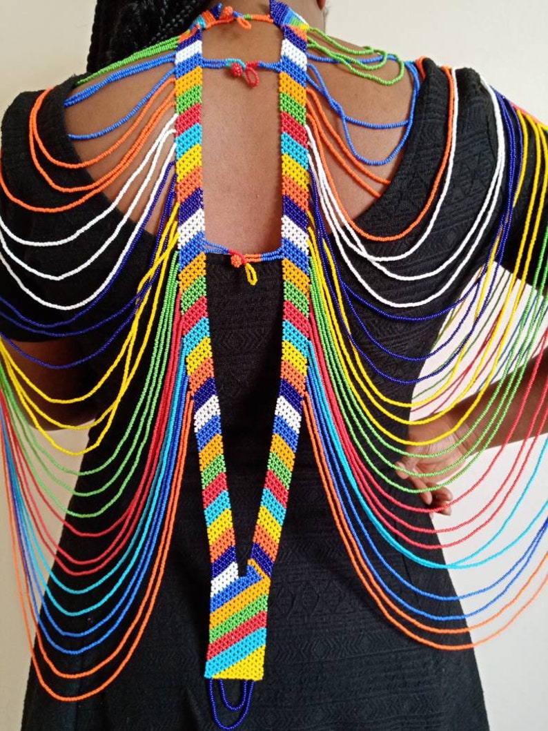 On Sale African Wedding Necklace Zulu Necklace Beaded Shawl Etsy
