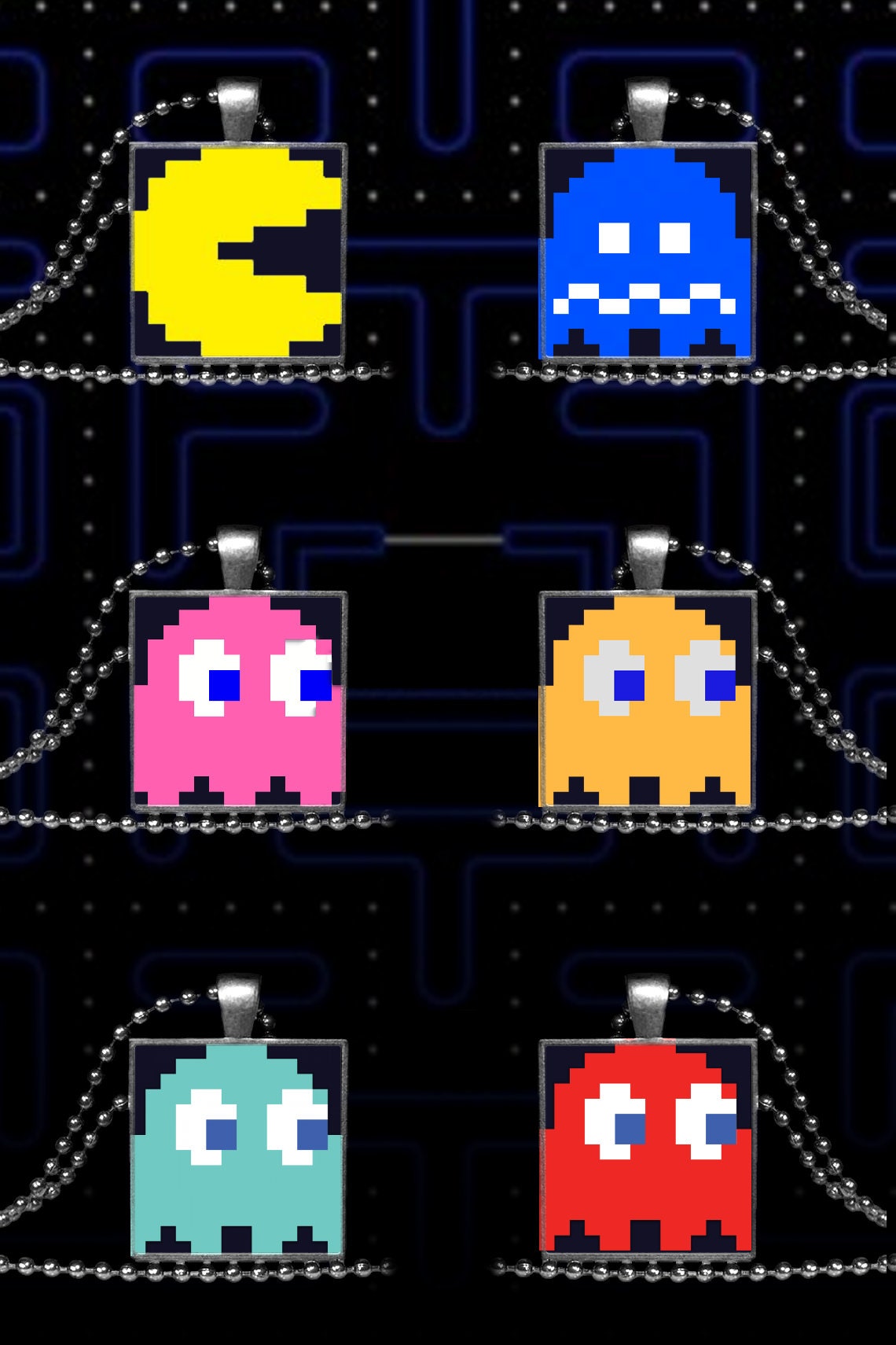 Pacman Clyde Ghost colgante collar - Etsy España