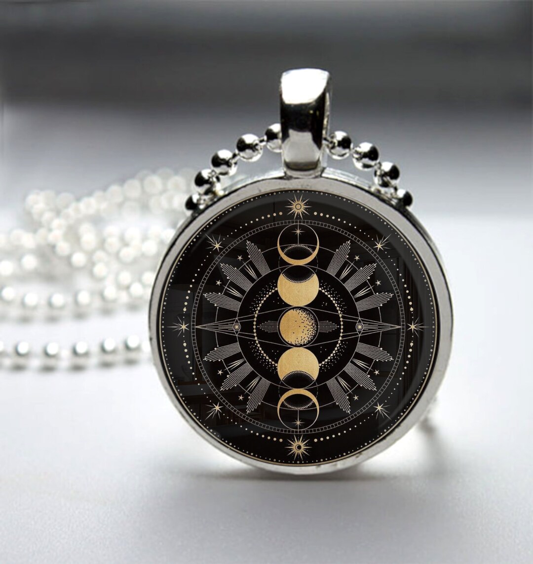 Moon Phases Pendant Necklace, Lunar Cycle Moon Necklace - Etsy