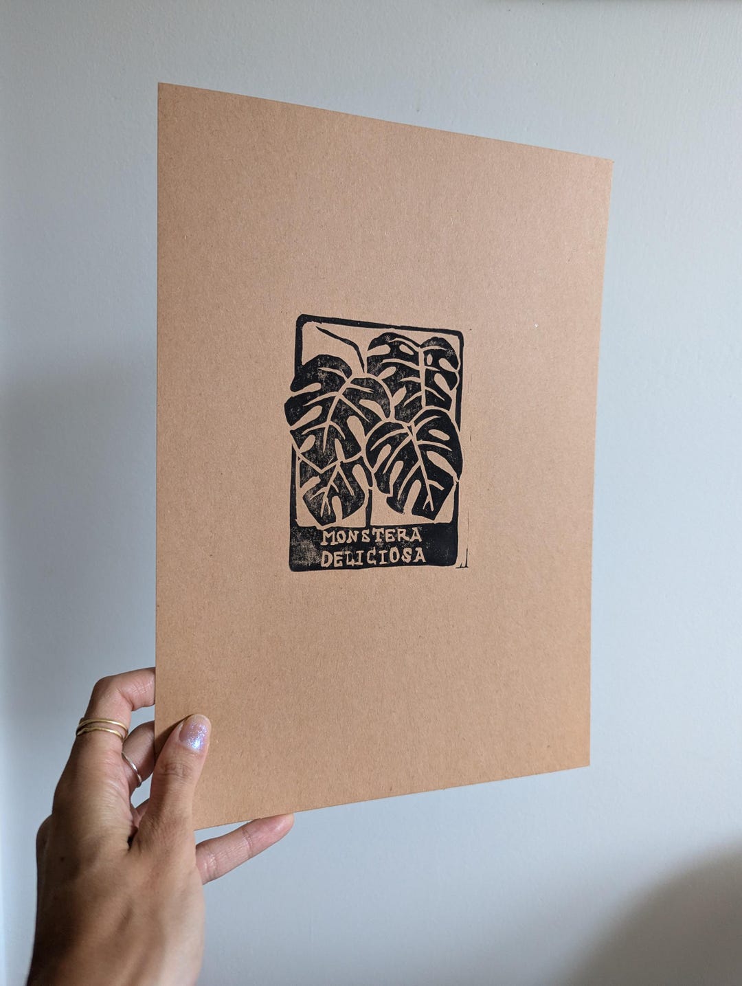 Linocut Monstera Deliciosa Linocut Print Plantlover Tarot - Etsy