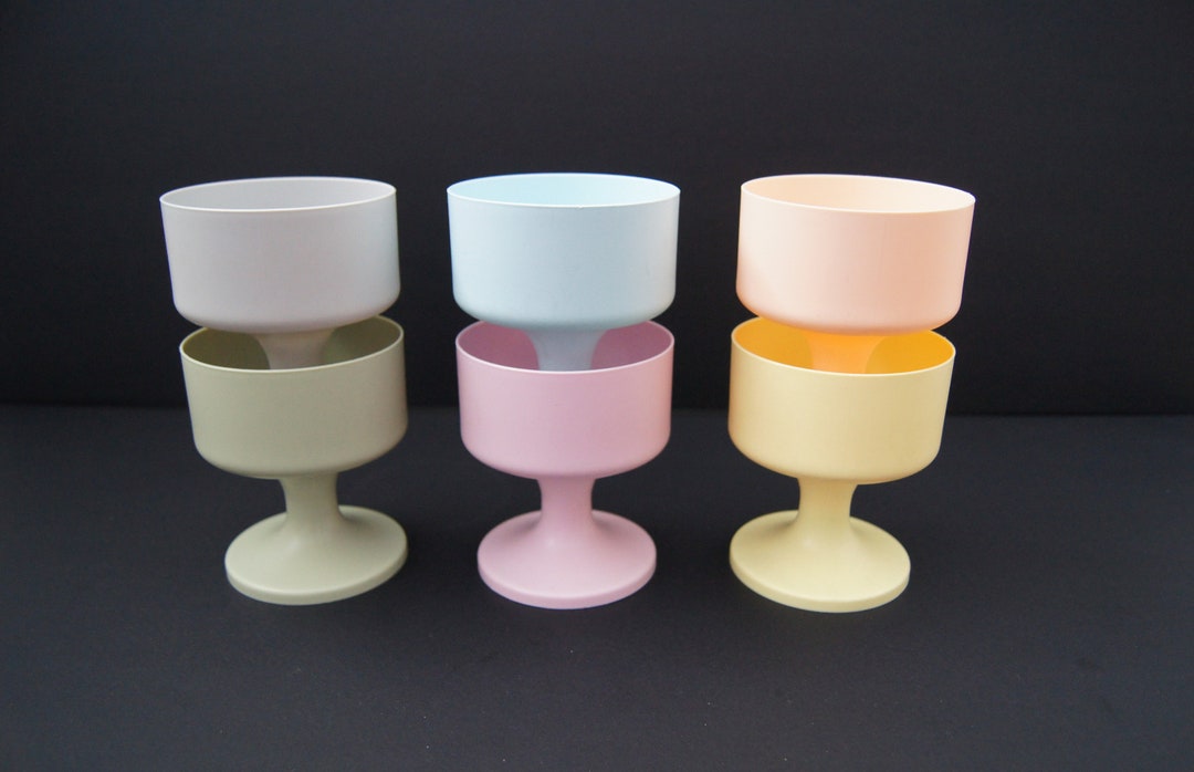 Vintage Newmark England Padiham Pastel Plastic Dessert Cups- 6 Plastic ...