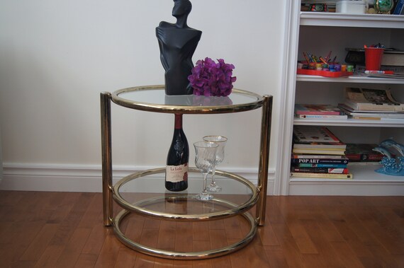 Vintage brass and glass side table store