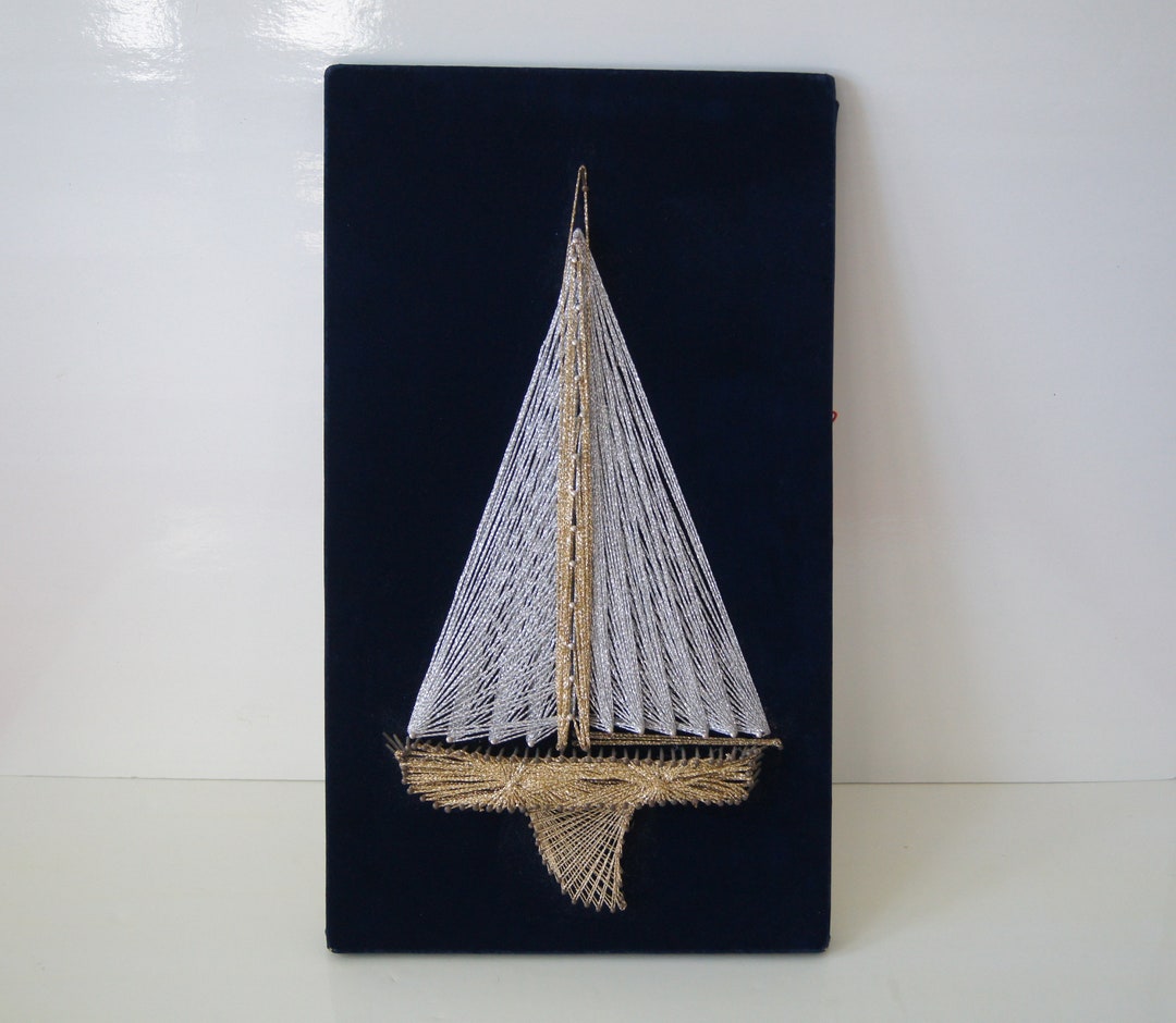 Vintage Velvet String Art – Glitzy Ship Design, Retro Wall Decor - Etsy