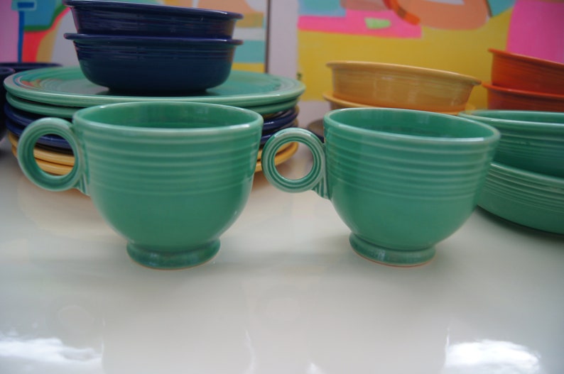 Vintage Genuine Fiesta Ring Handle Tea Cups X 2 Homer - Etsy