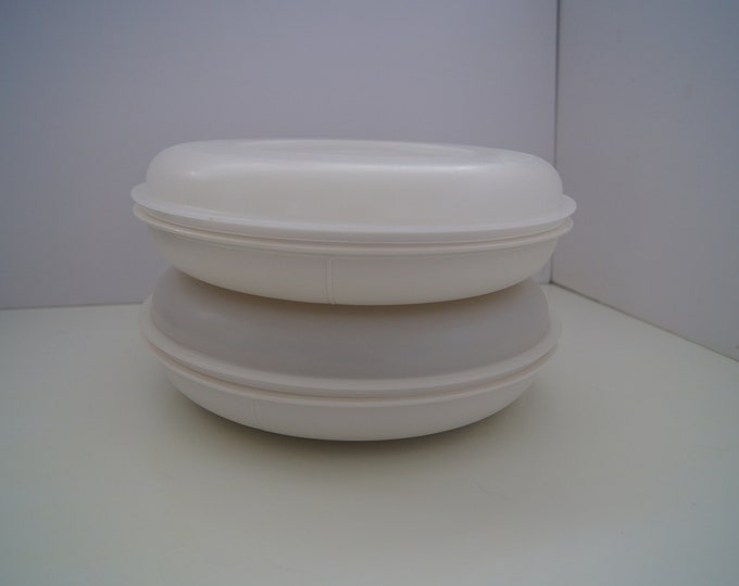 Vintage Tupperware White Beige One Layer Cake Pie Cupcake Keeper ...
