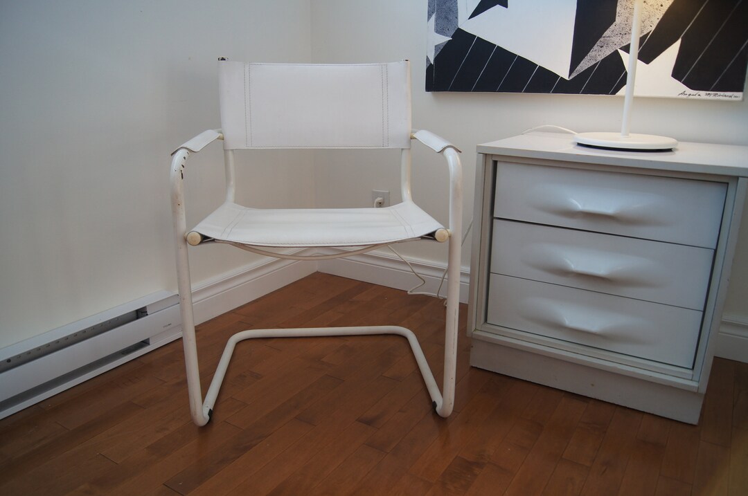 Vintage White Mart Stam Cantilever 1970's Leather Chair- Bauhaus Chair ...