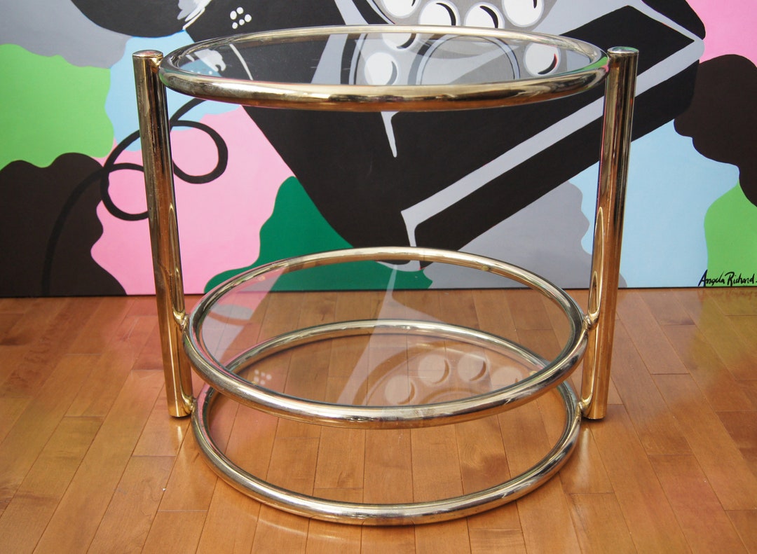 Antique brass round side table store