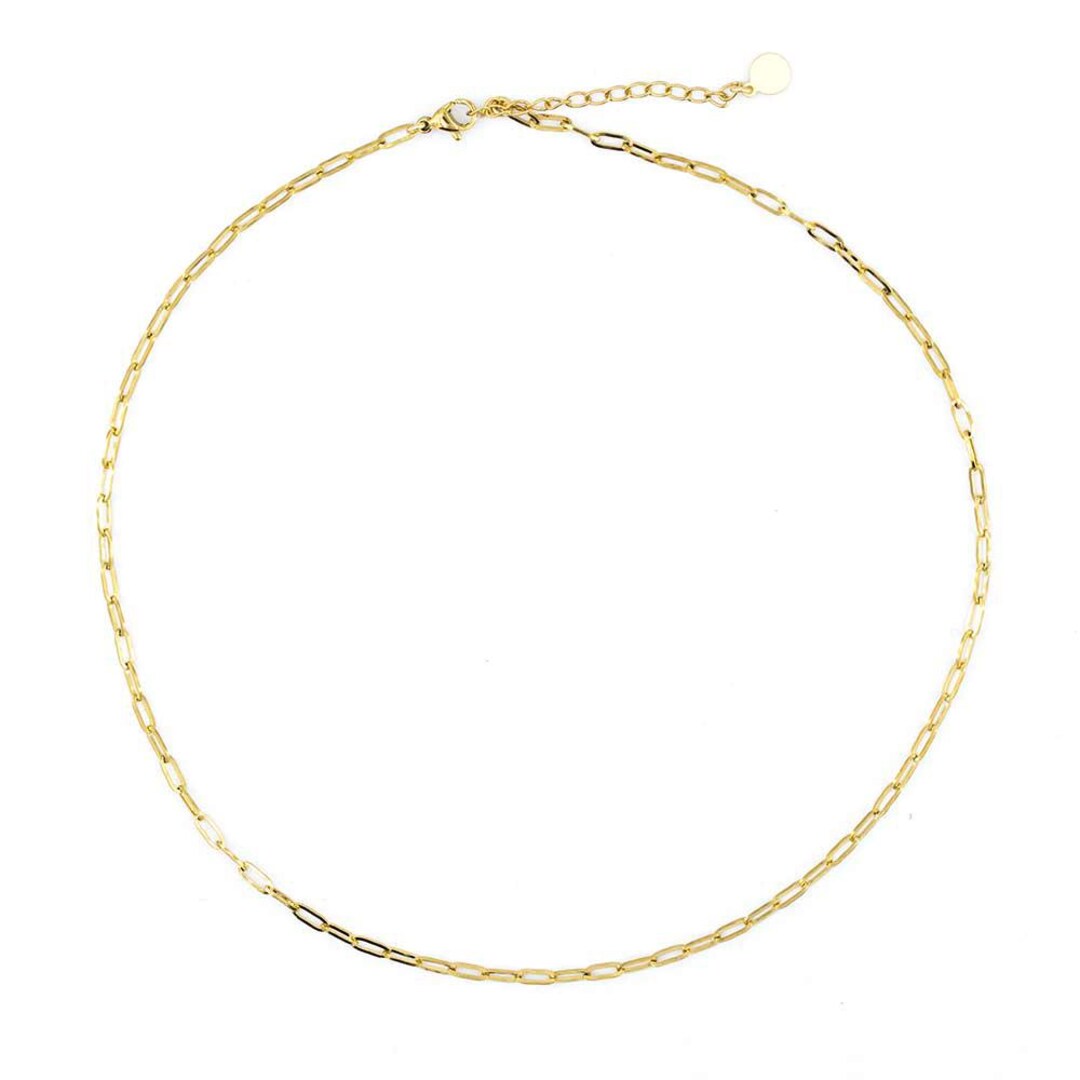 Neck-hugging Flat Paperclip Link Chain, 2.5 Mm, Stainless Steel ...