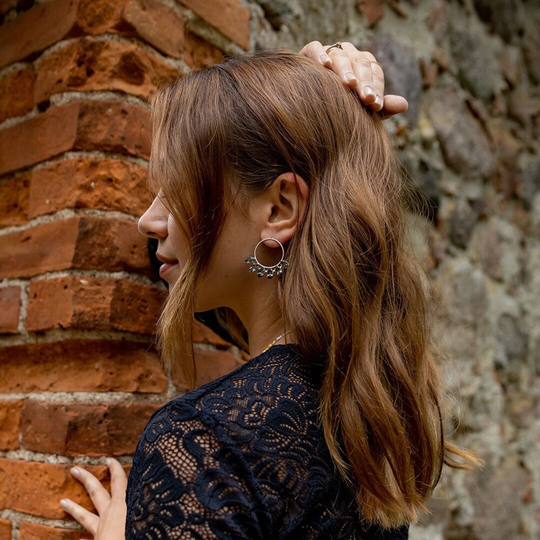 Golden or Silver Statement Earrings With Precious Crystals, Color ...