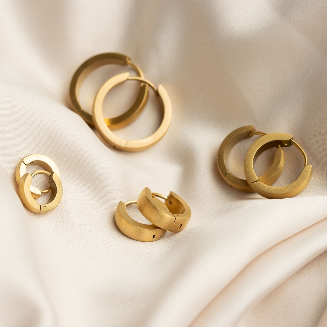 Square Hoop Earrings Made of Stainless Steel, Gold-plated or Rose Gold ...