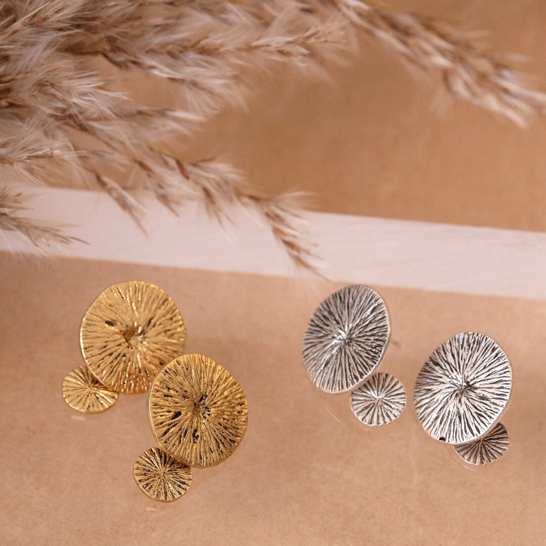 Gold or Silver Plate Earrings With Hand-scratched Plates and Pendants ...