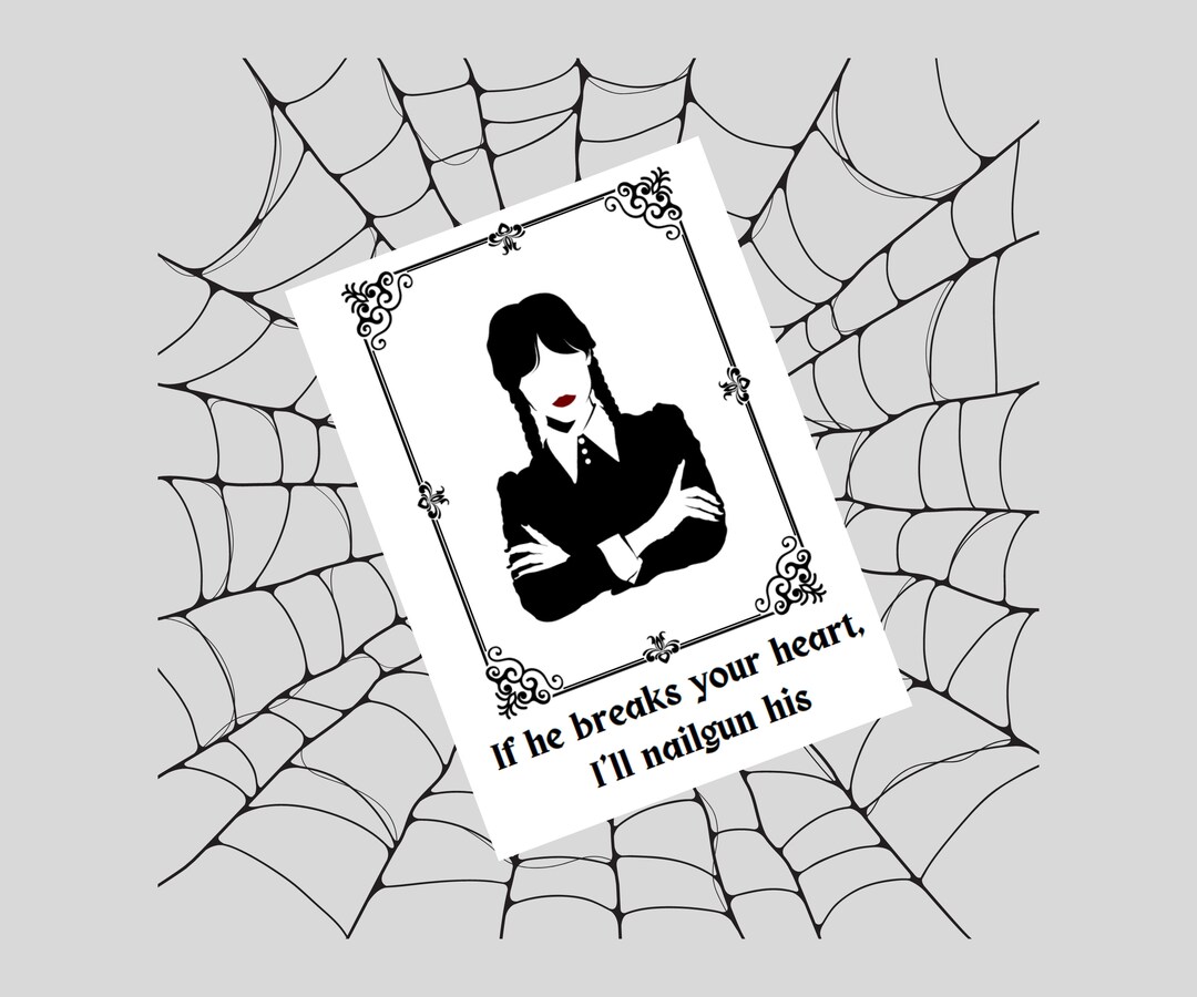 Wednesday Addams Card | Digital Download Printable Galentines Day Card ...