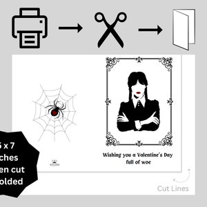 Wednesday Addams Card | Digital Download Printable Valentines Day Card ...