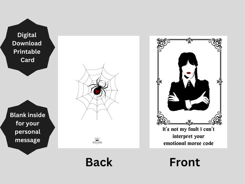 3 Pack of Wednesday Addams Cards Digital Download Printable - Etsy