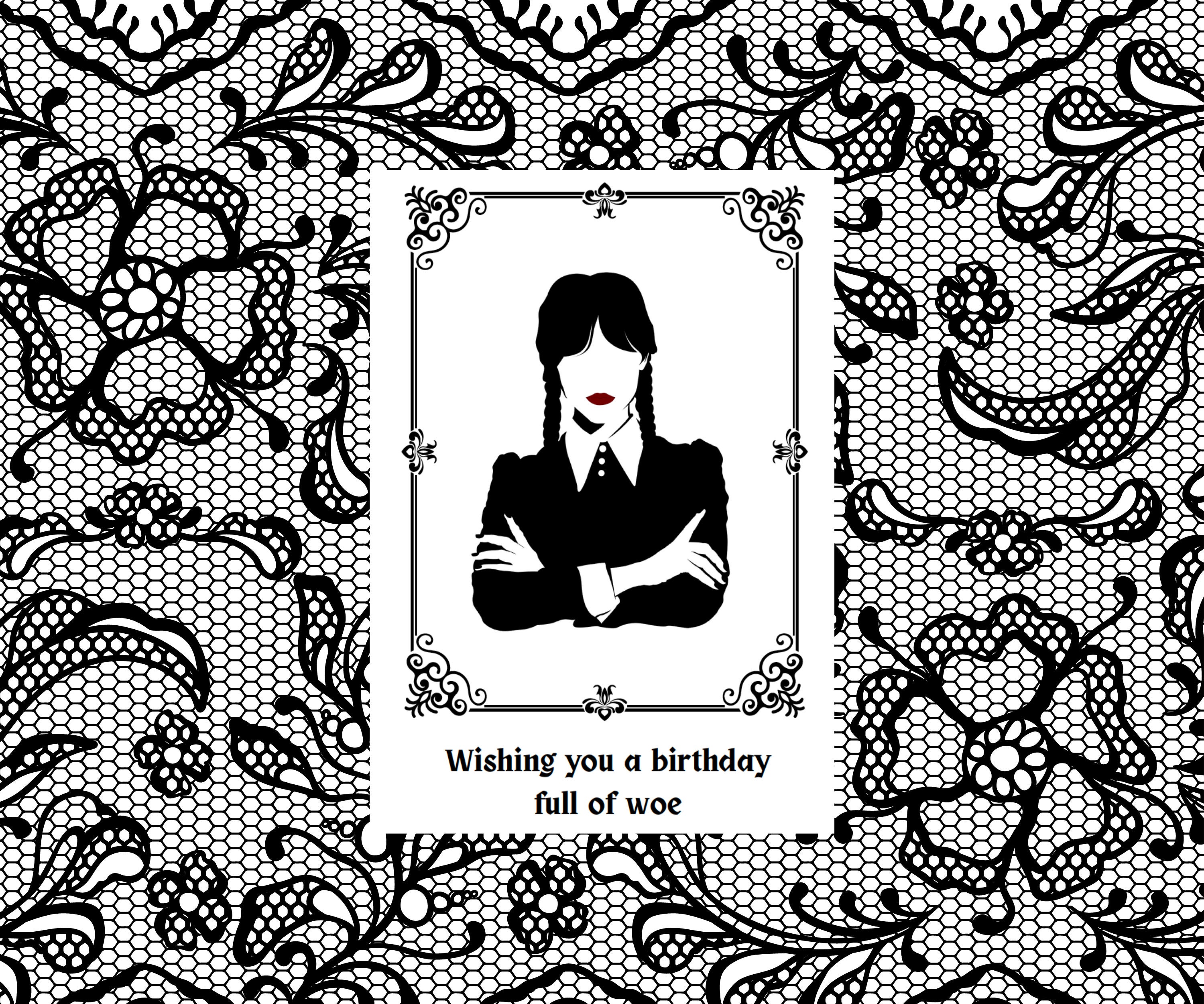 Wednesday Addams Card | Digital Download Printable Birthday Card ...