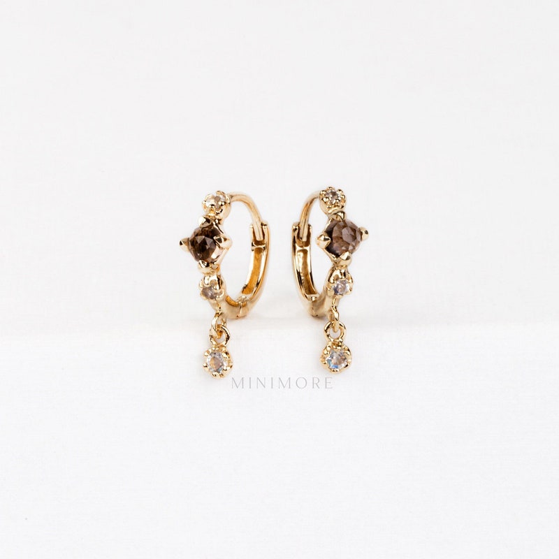 Hoop Gem Cluster Earrings - Etsy