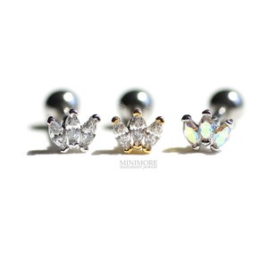 Super Tiny Crown CZ Piercing, Dainty Earring, Tiny Cartilage Earring ...