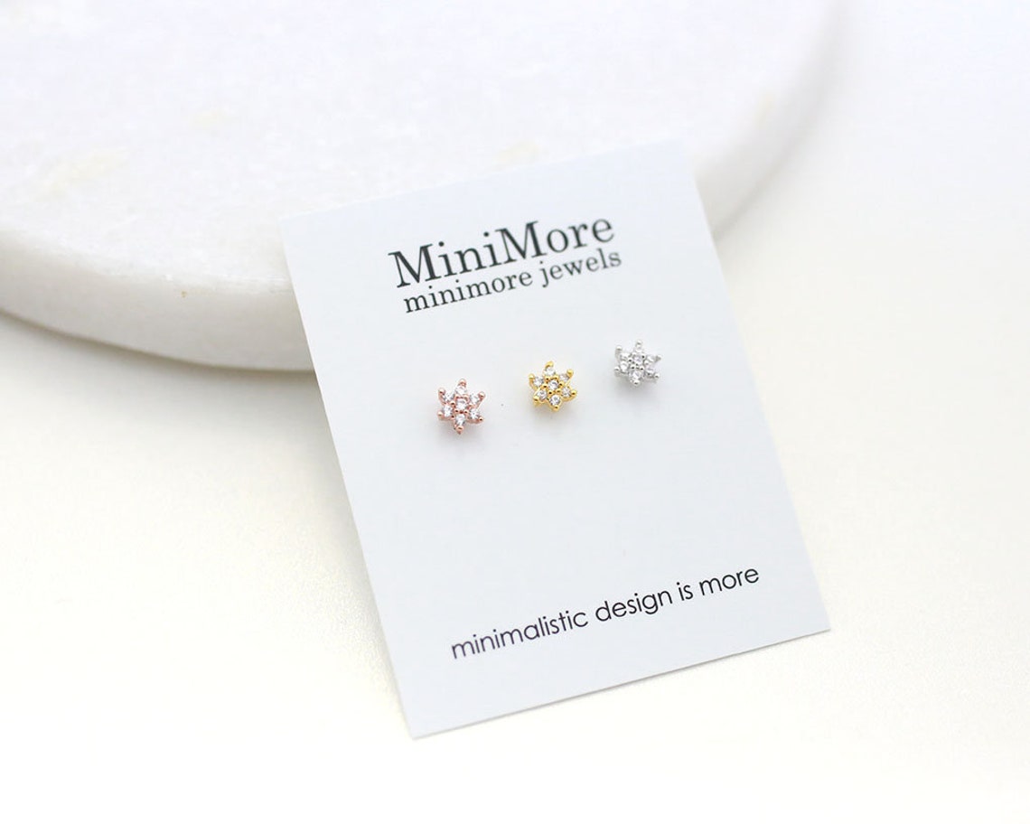 FLASH SALE CZ Snowflake Piercing Tiny Cartilage Dainty - Etsy