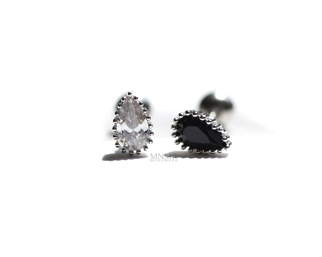 Teardrop Piercing, Tragus Earring, Dainty Earring, Barbells, Teardrop ...