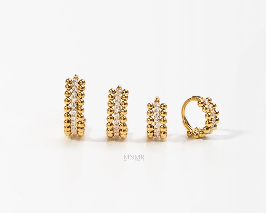 Beaded Ball Cartilage Clicker Hoop With Stones, Surgical Steel Hoop ...