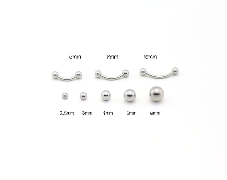 Curved Barbell Piercing 3/4mm Ball Piercing Cartilage - Etsy