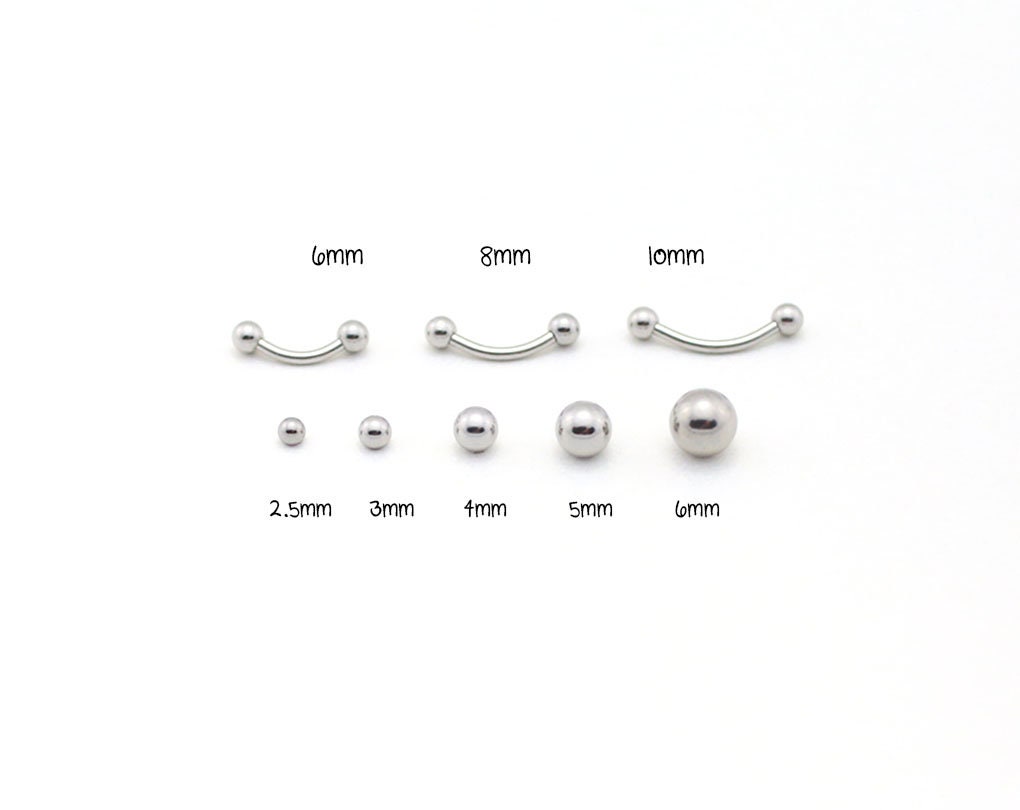 Curved Barbell Piercing 3/4mm Ball Piercing Cartilage - Etsy