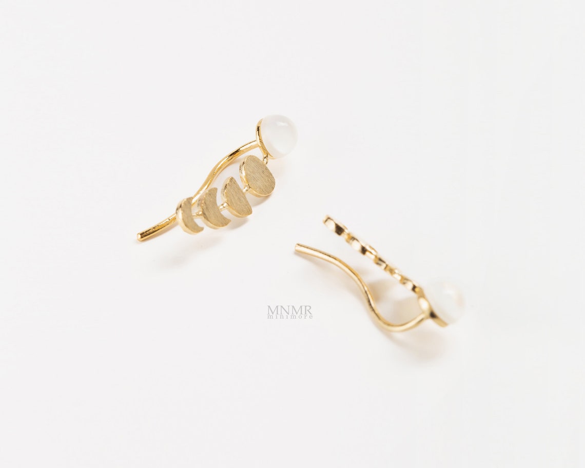 Moon Stone & Moon Ear Cuff Moon Ear Climber Moon Ear Cuff - Etsy