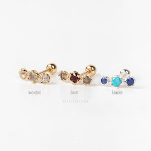 NEW!-NATURAL Stone-cluster Cartilage Earring, Gemstone Conch Earring ...