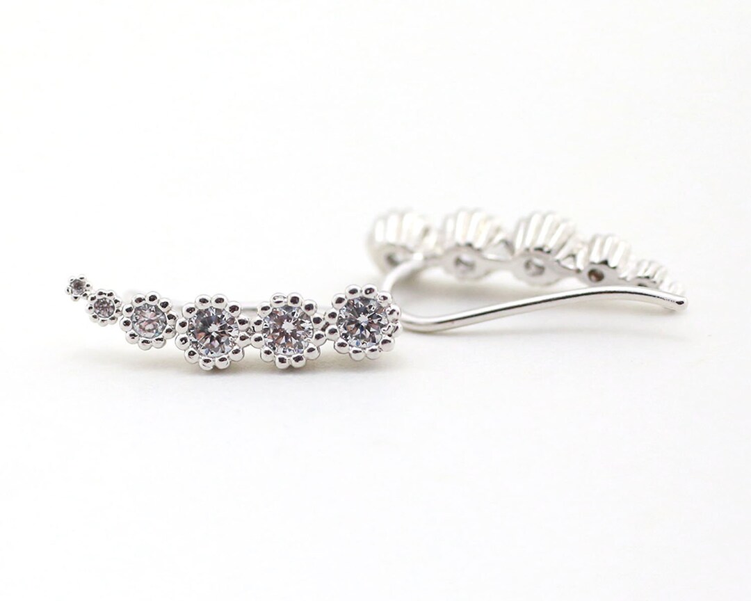 CZ Bar Ear Cuff, Ear Climber, Bar Cartilage Cuff, Ear Cuff, Dainty ...