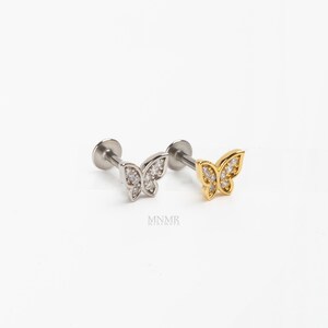 NEW! Tiny Butterfly Tragus Barbell, Tragus Flatback Stud, Tiny Tragus ...